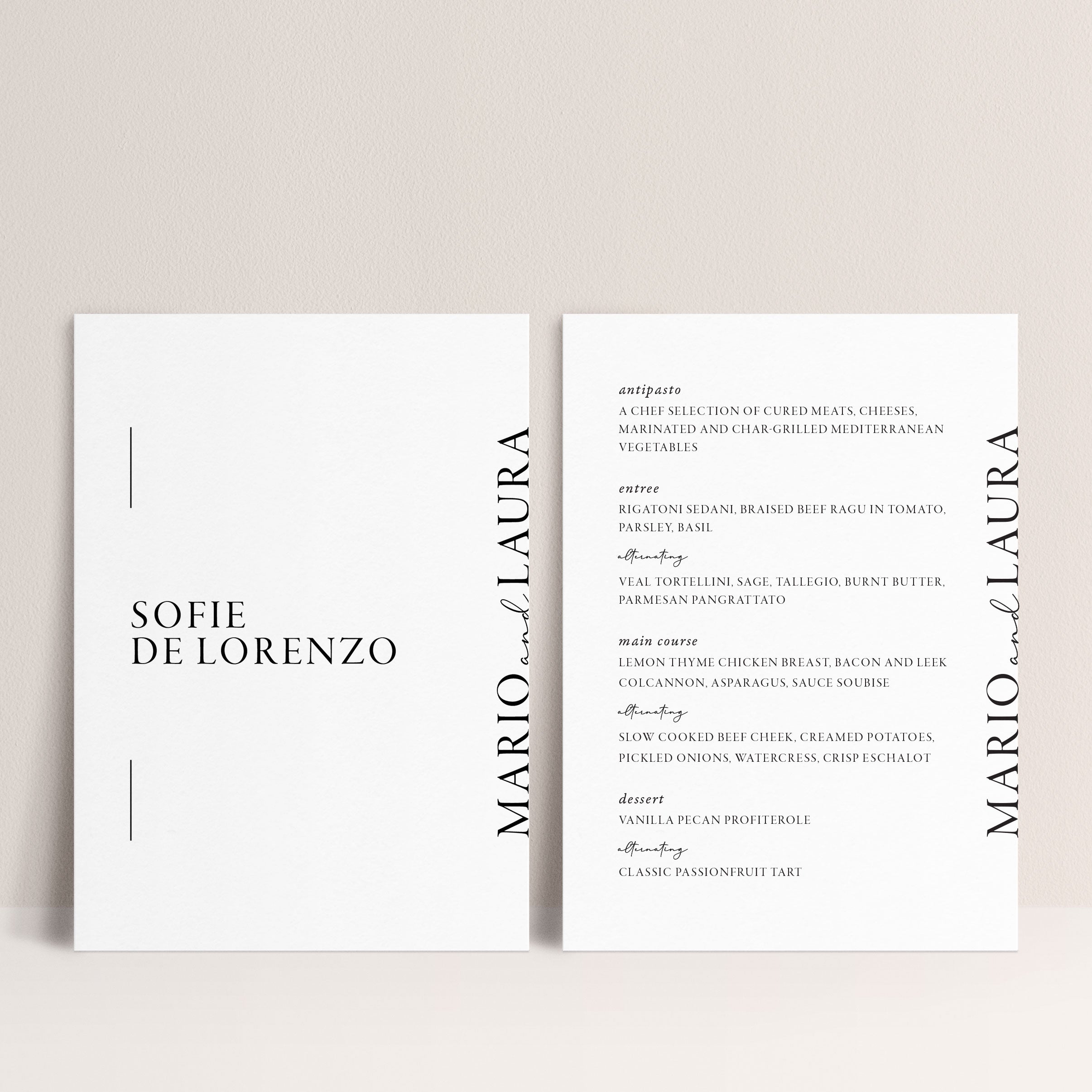 Laura Personalised Menu – The Ivory Studio