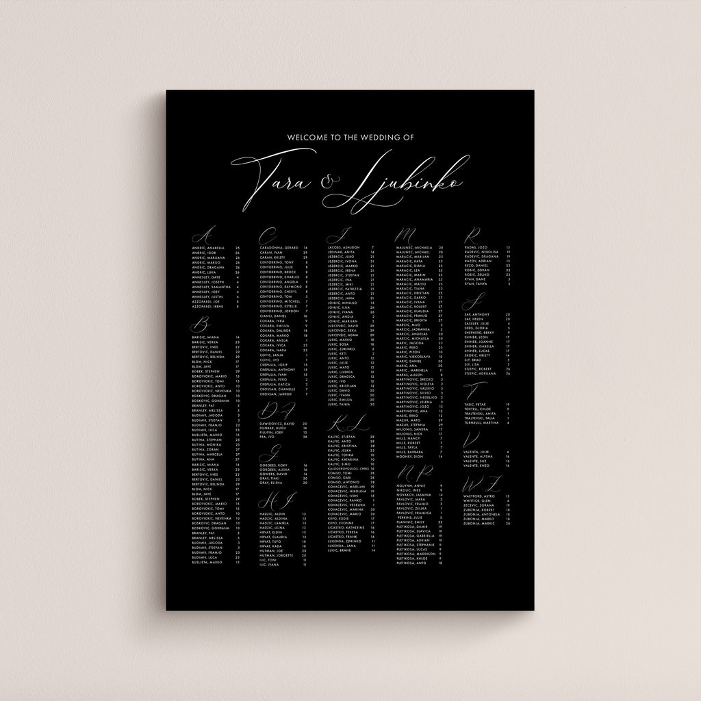 Tara Seating Chart – The Ivory Studio